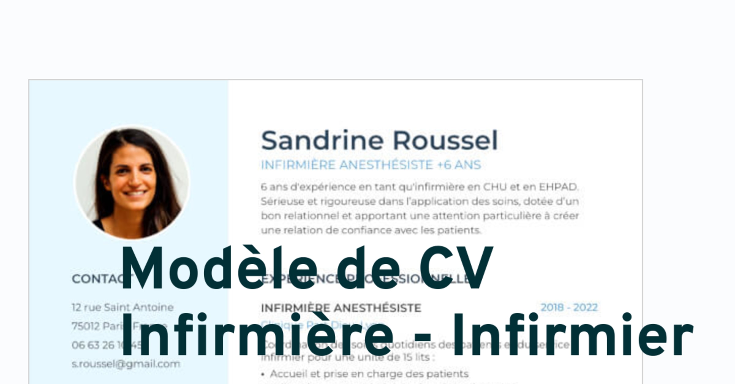 Modèle de CV Infirmière - Infirmier à télécharger en Word